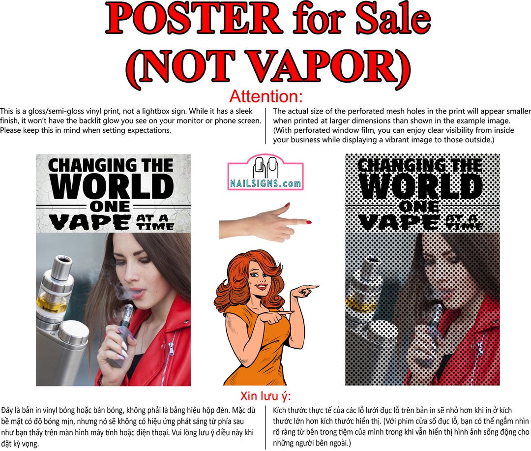 Vape 03 Perforated Mesh One Way Vision See-through Window Vinyl Sign ...