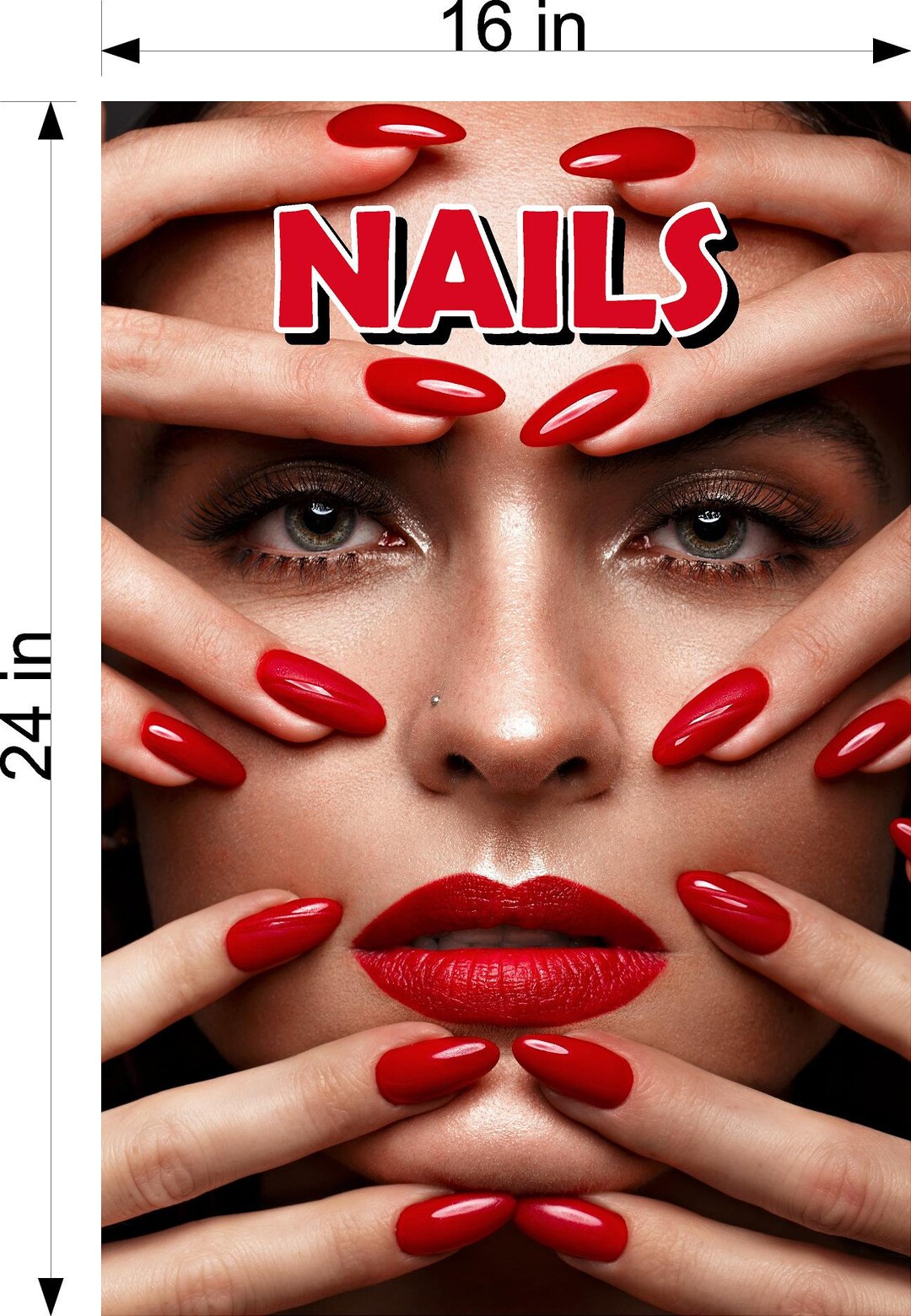 Nails 10 Interior/exterior Window Decal Vinyl Adhesive Front Poster ...