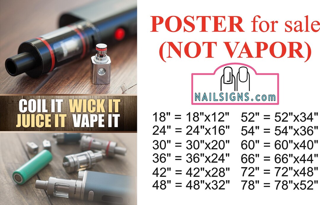 Vape 01 Photo-realistic Paper Poster Premium Interior Inside Sign Wall ...