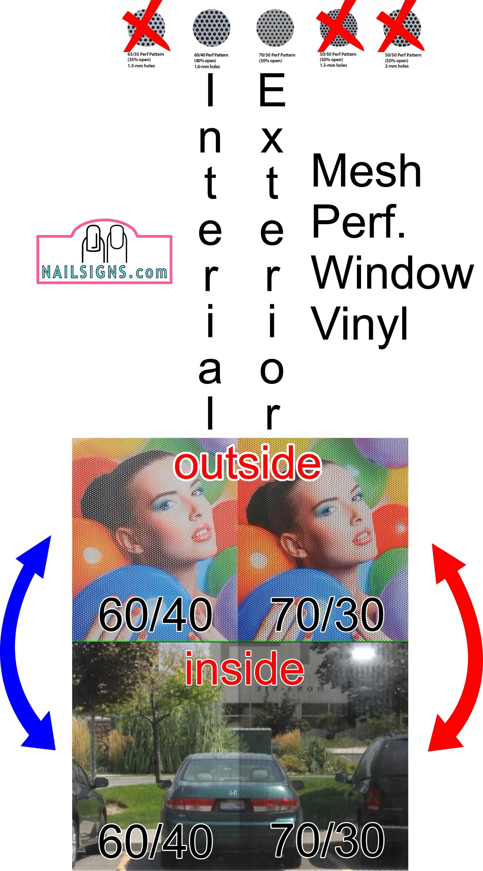 Massage 01 Perforated Mesh One Way Vision Window See-through Sign Salon ...