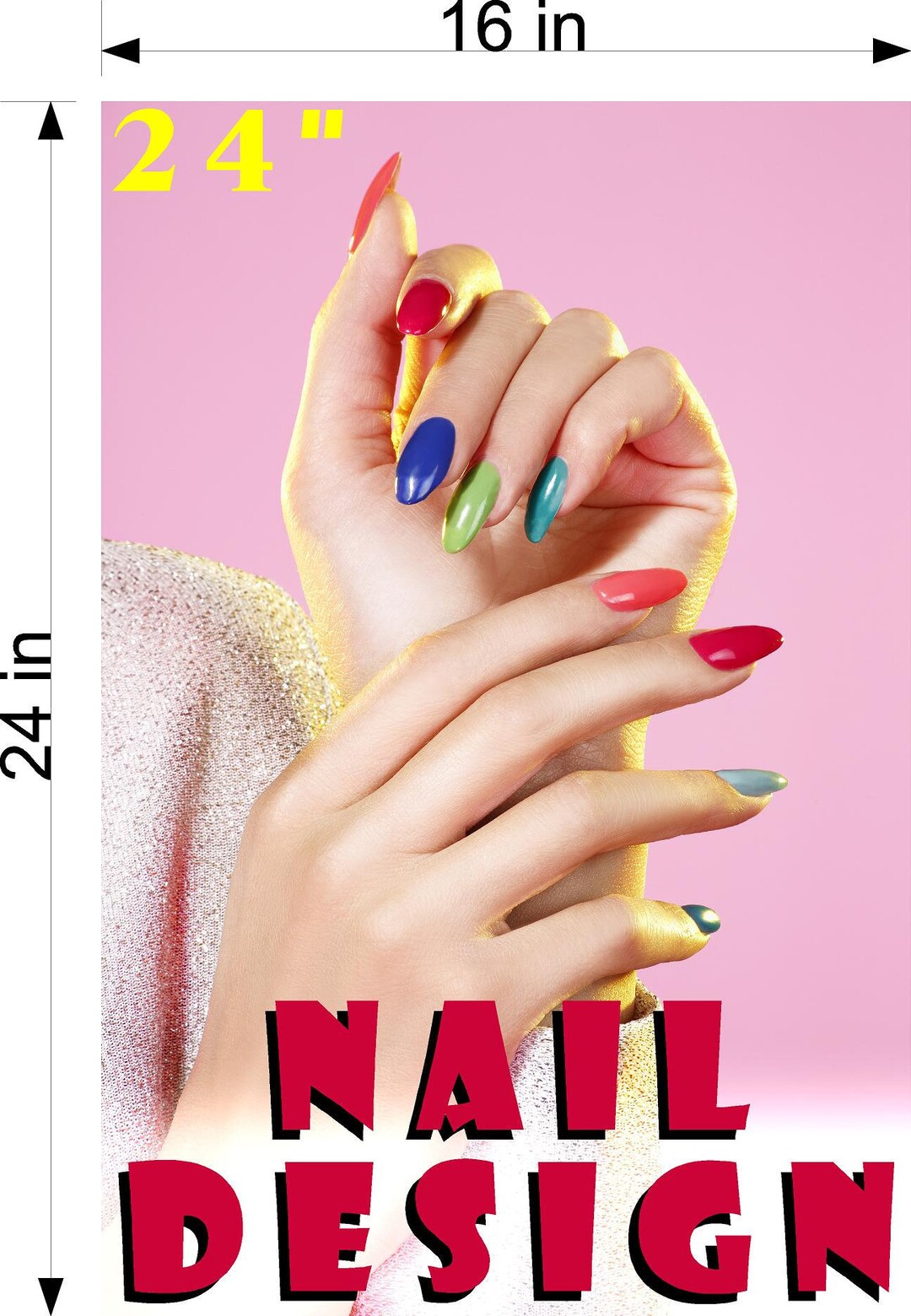 Nail Design 08 Perforated Mesh One Way Vision Window Sign See Through ...