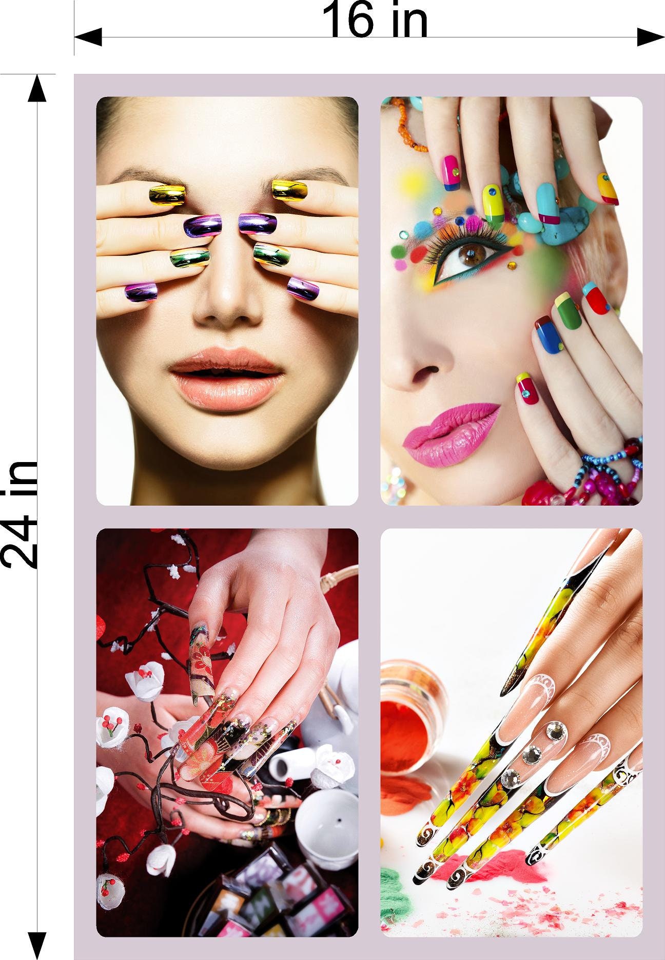 Salon 24 Photo Realistic Paper Poster Interior Inside Sign Wall Window Non Laminated Manicure