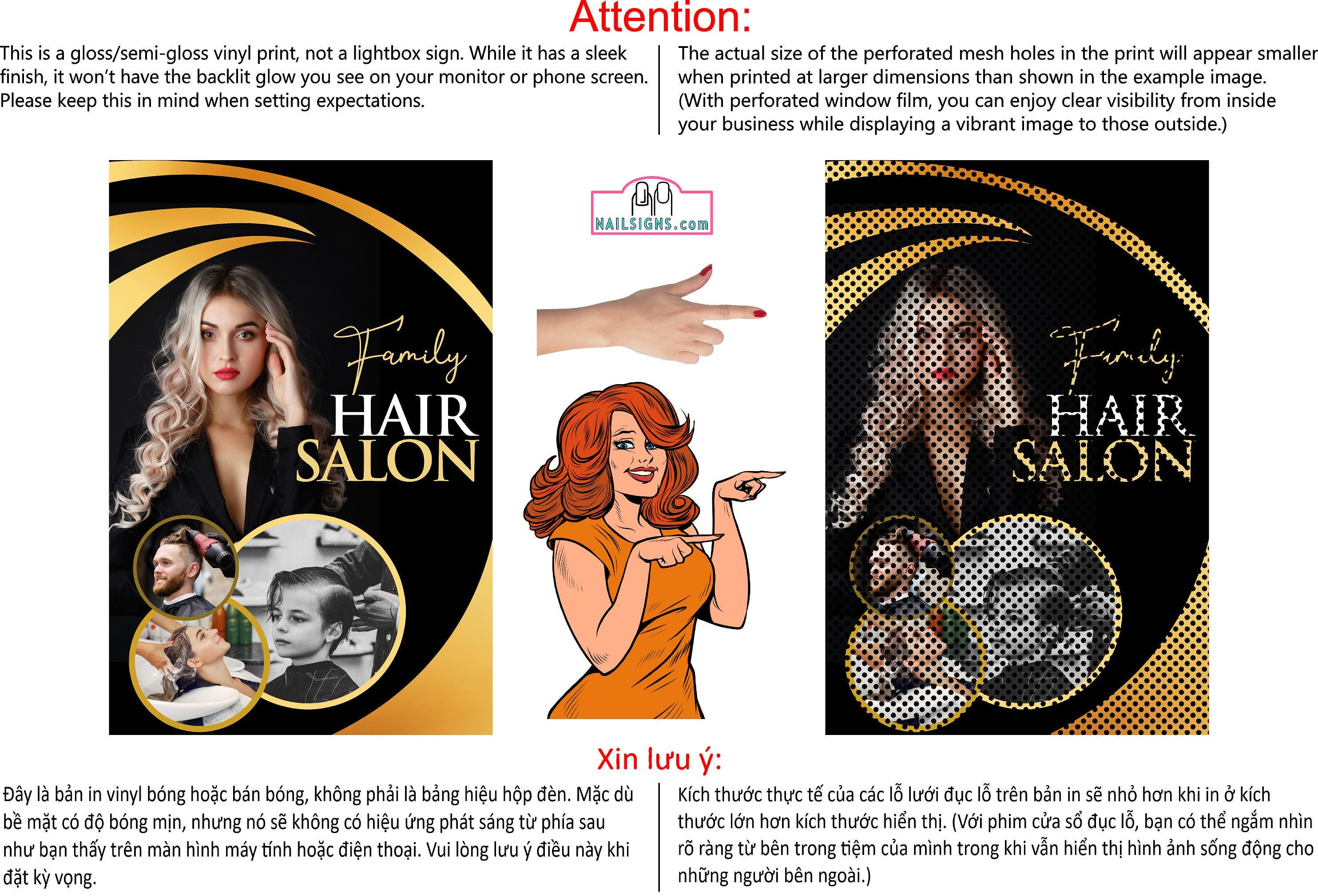 Family Hair 15 Perforated Mesh One Way Vision See-through Window Vinyl ...