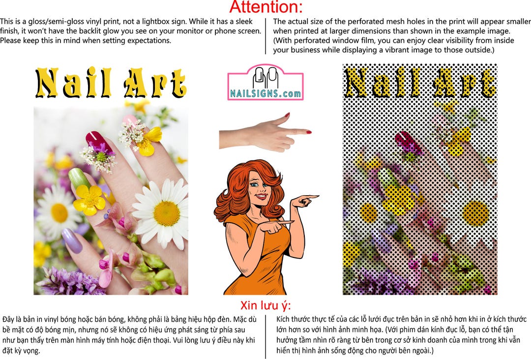 Nail Art 05 Perforated Mesh One Way Vision Window See-through Sign ...