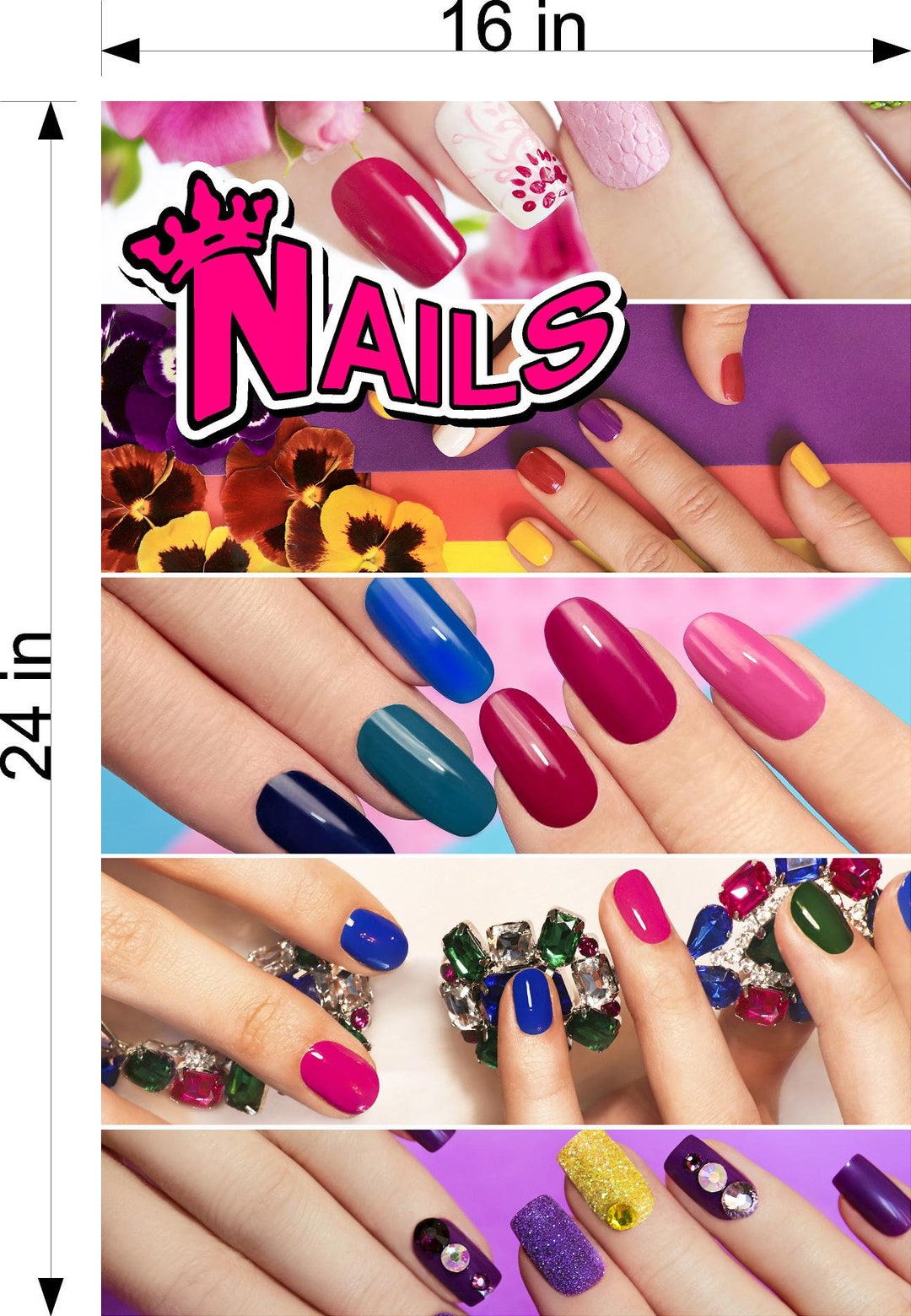 Nails 19 Interior/exterior Window Decal Vinyl Adhesive Front Poster ...