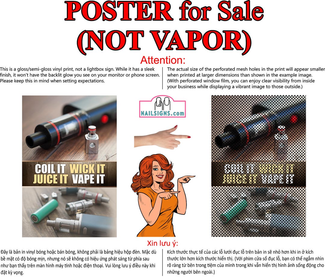 Vape 01 Perforated Mesh One Way Vision See-through Window Vinyl Sign Ad ...
