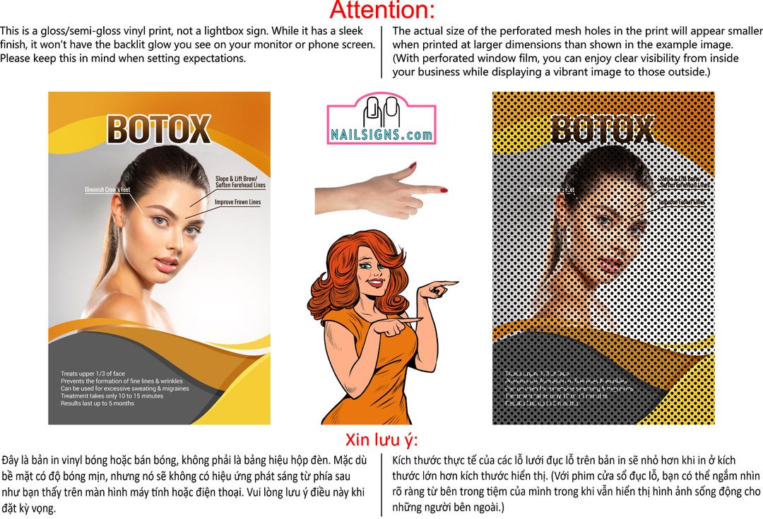 Botox 18 Perforated Mesh One Way Vision See-through Window Vinyl Sign ...