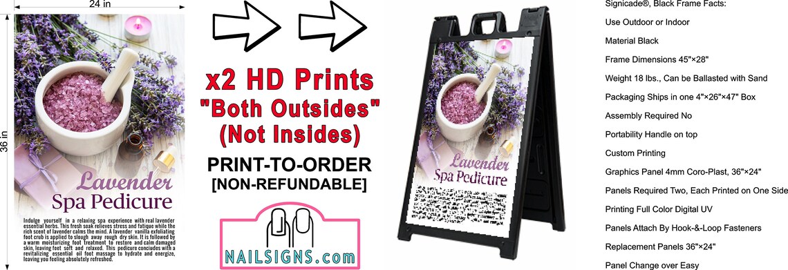 Spa A-frame SIGNS SIGNICADE BLACK 36" X 24" 21, 22 ,23 ,24, 25, 26, 27 ...