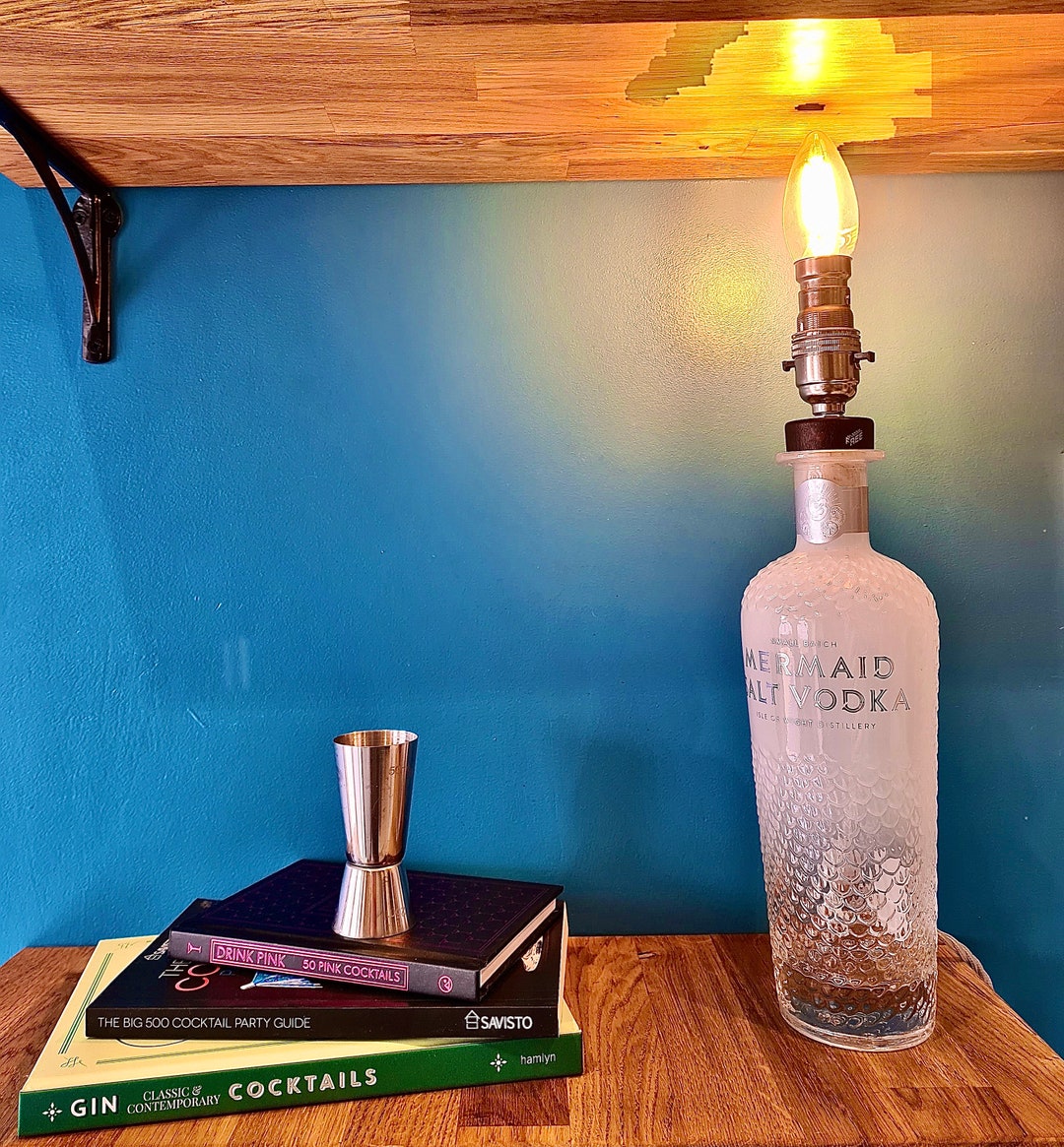 Mermaid Salt Vodka Bottle Lamp, Table Lamp, Desk Lamp, Upcycled, Funky ...