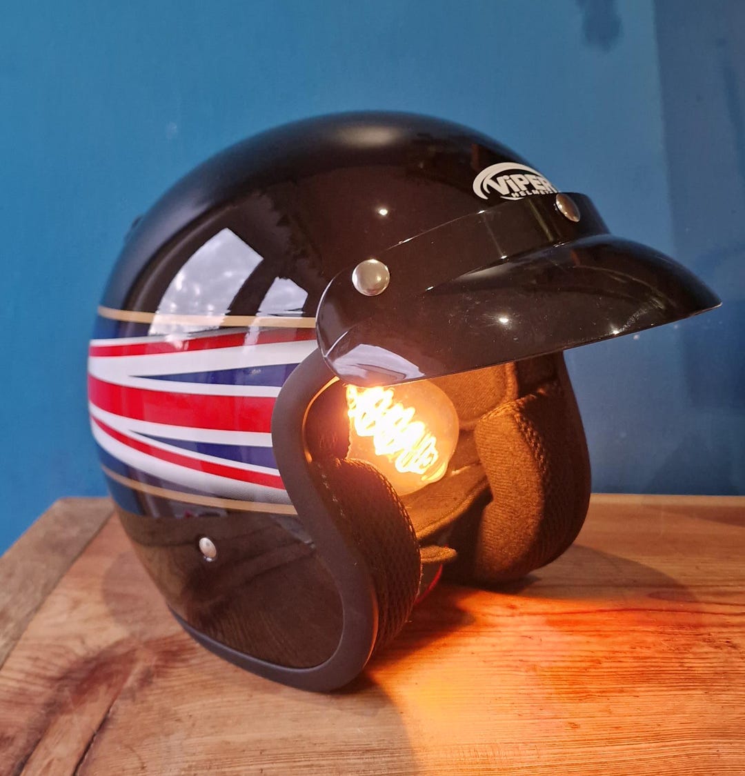 Vintage/retro Union Jack Motorcycle Helmet Table Lamp, Table, Desk ...