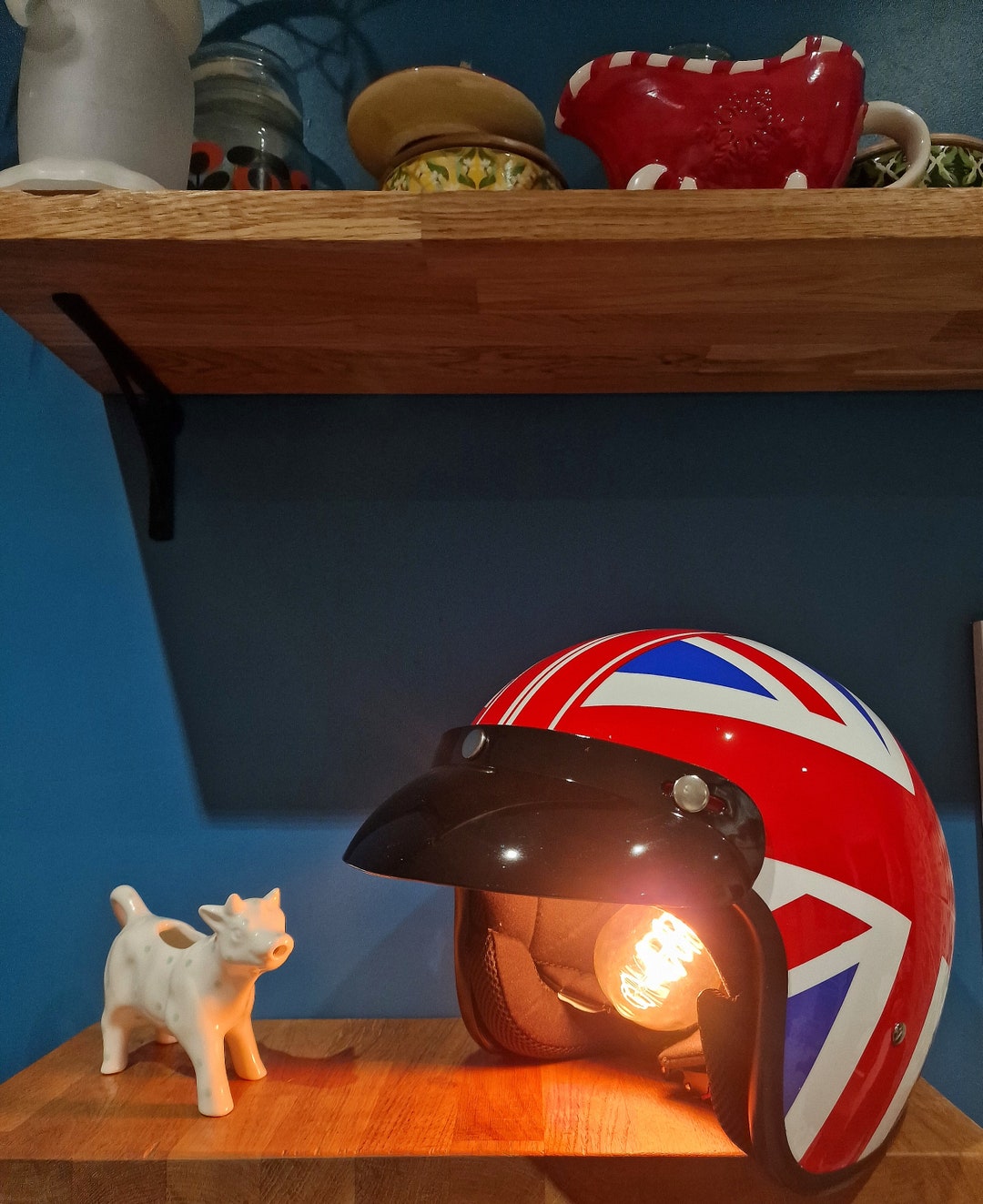 Vintage/retro Union Jack Motorcycle Helmet Table Lamp, Table, Desk ...
