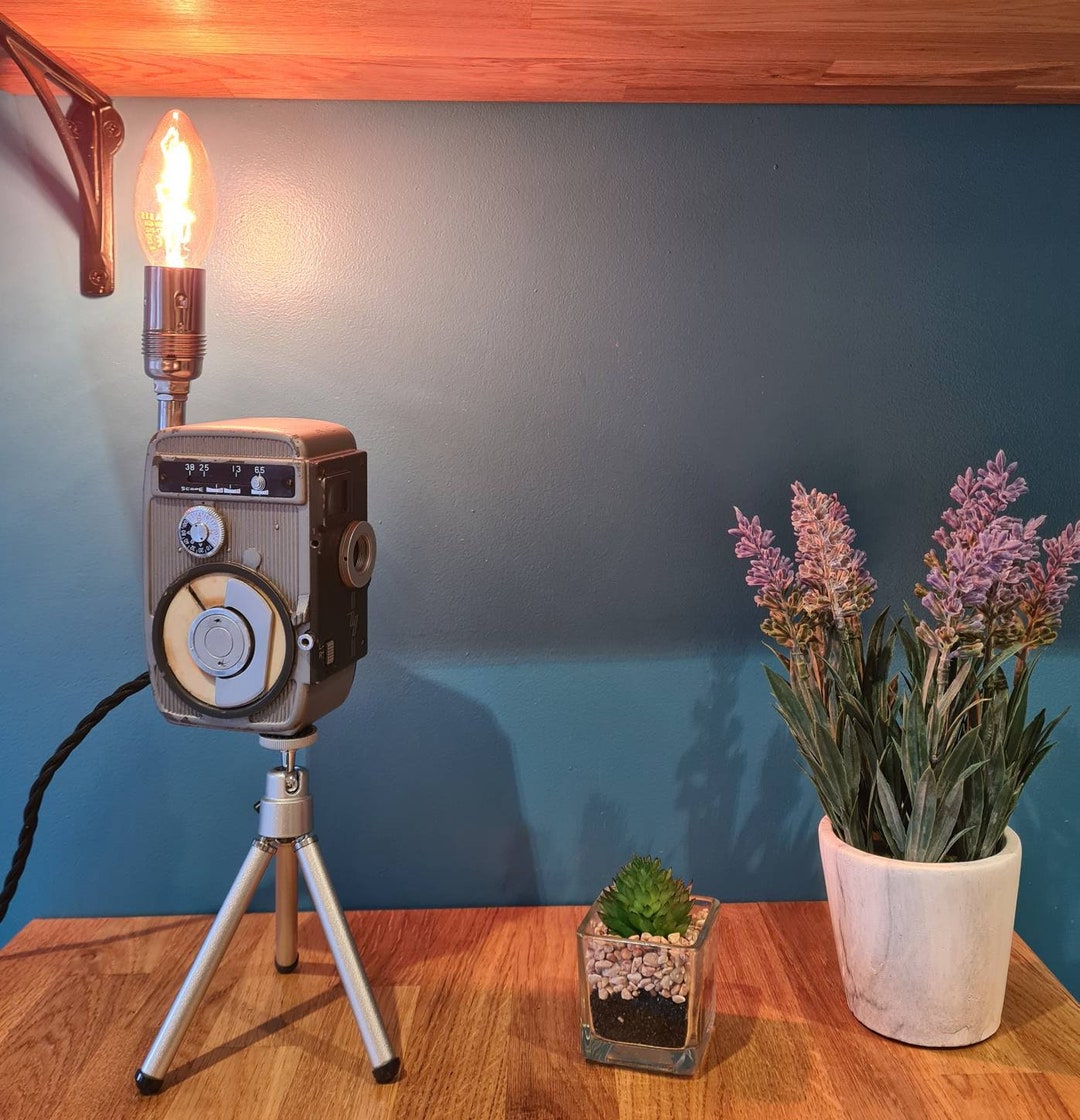 Vintage Yashica-8 8mm Cine Camera Lamp, Desk, Table, Floor, Repurposed ...