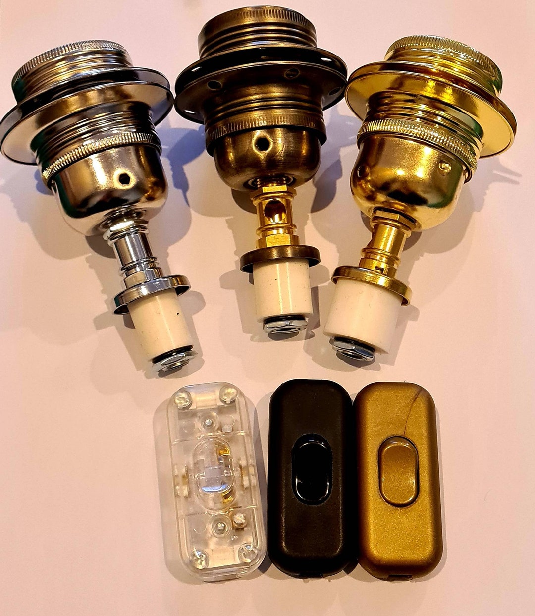 E27 DIY Bottle Lamp Kit (no.4) NO DRILLING Required, Screw Type Lamp Holder & Shade Rings, In ...