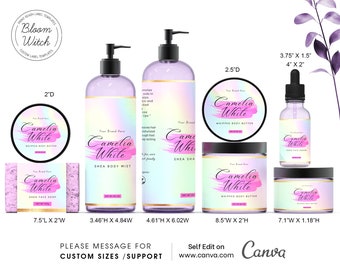 Editable Pink Product Labels Template Body Butter Sugar - Etsy