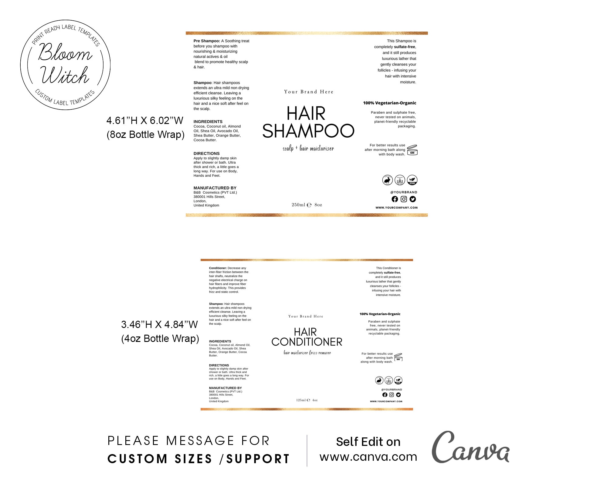 Editable White Labels Bottle and Jar Product Label Set for Canva, Label ...