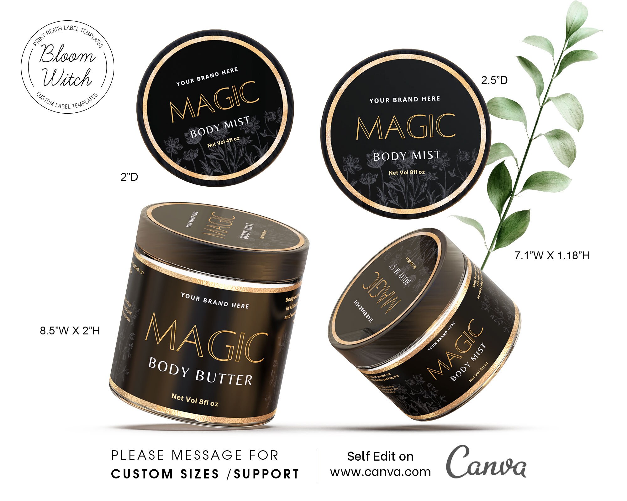 Black Gold Cosmetic Label Template Premium, Body Butter, Lotion ...