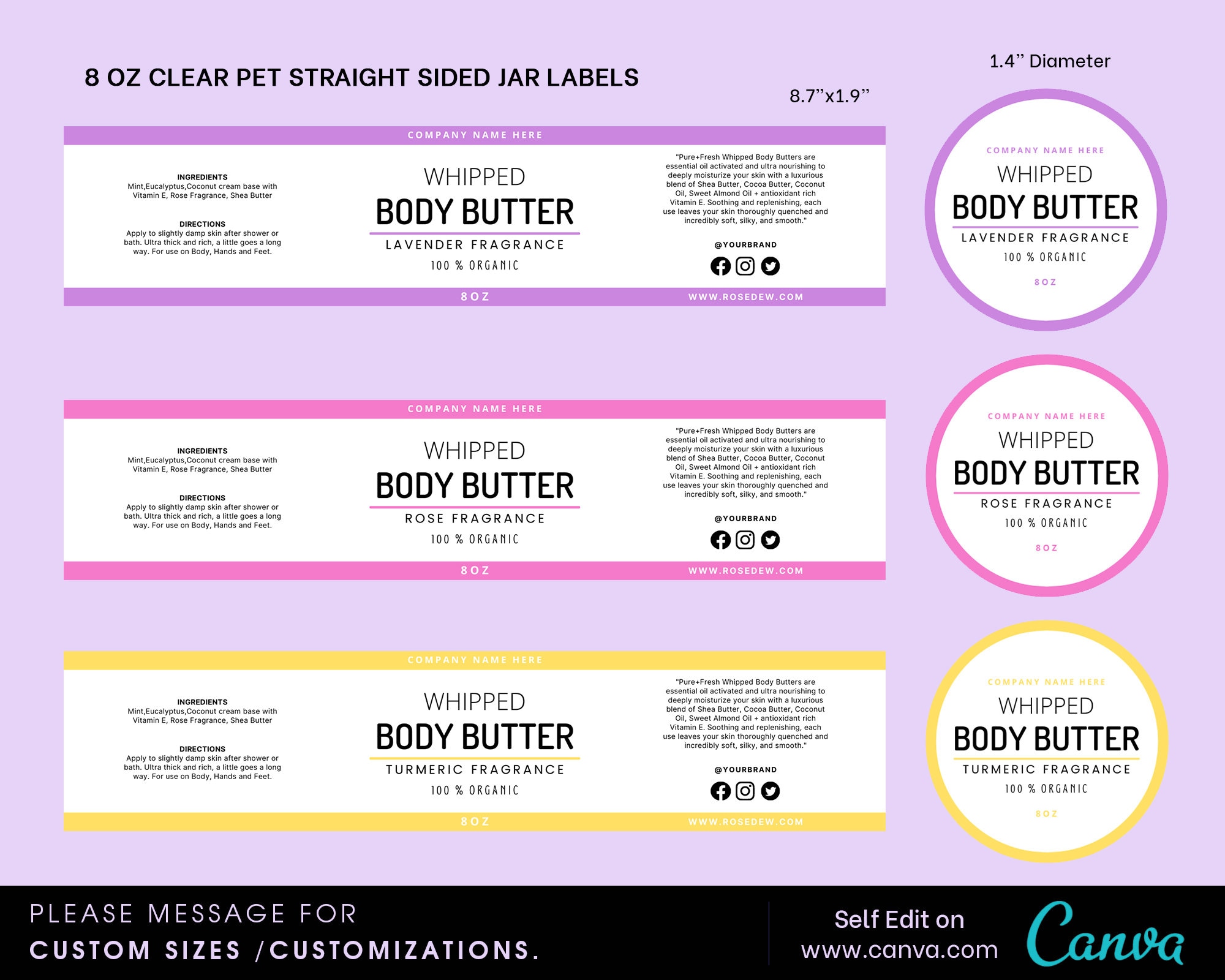 Body Butter DIY Label Template-editable Elegant Body - Etsy