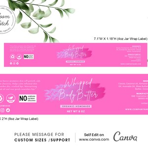 Editable Pink Cosmetic Label Template - Body Butter, Dropper Labels ...