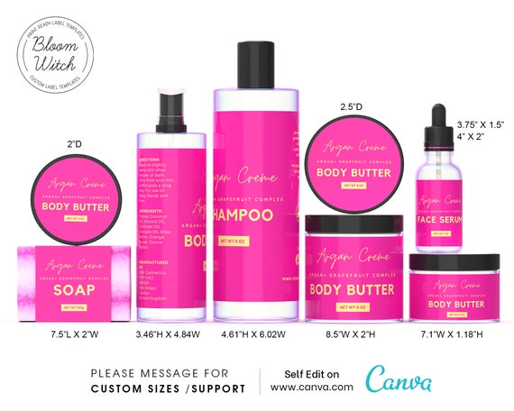 DIY Body Butter Pink Product Label Templates 4oz Jar Labels - Etsy
