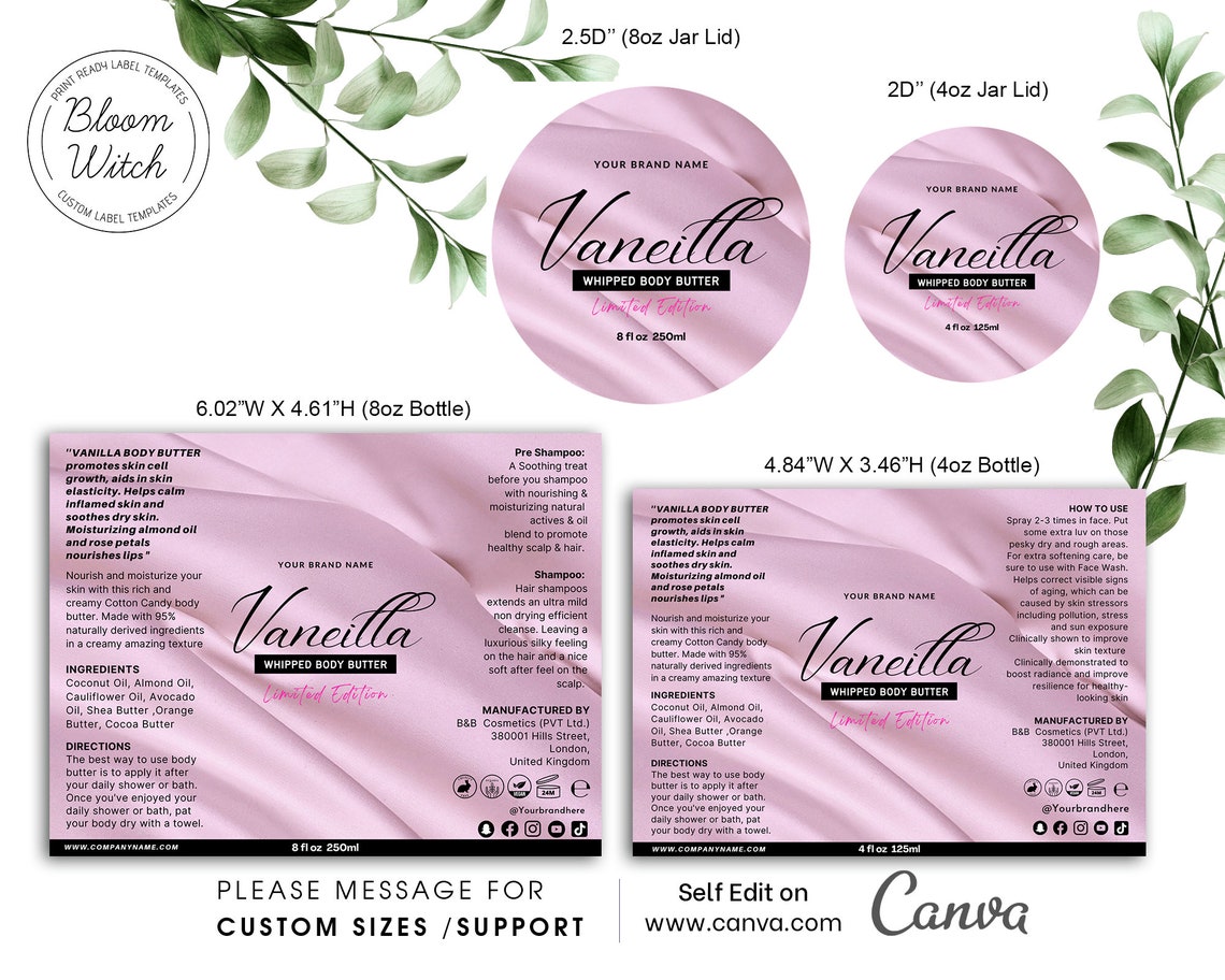 Editable Product Label Template DIY Branding Labels Pink - Etsy