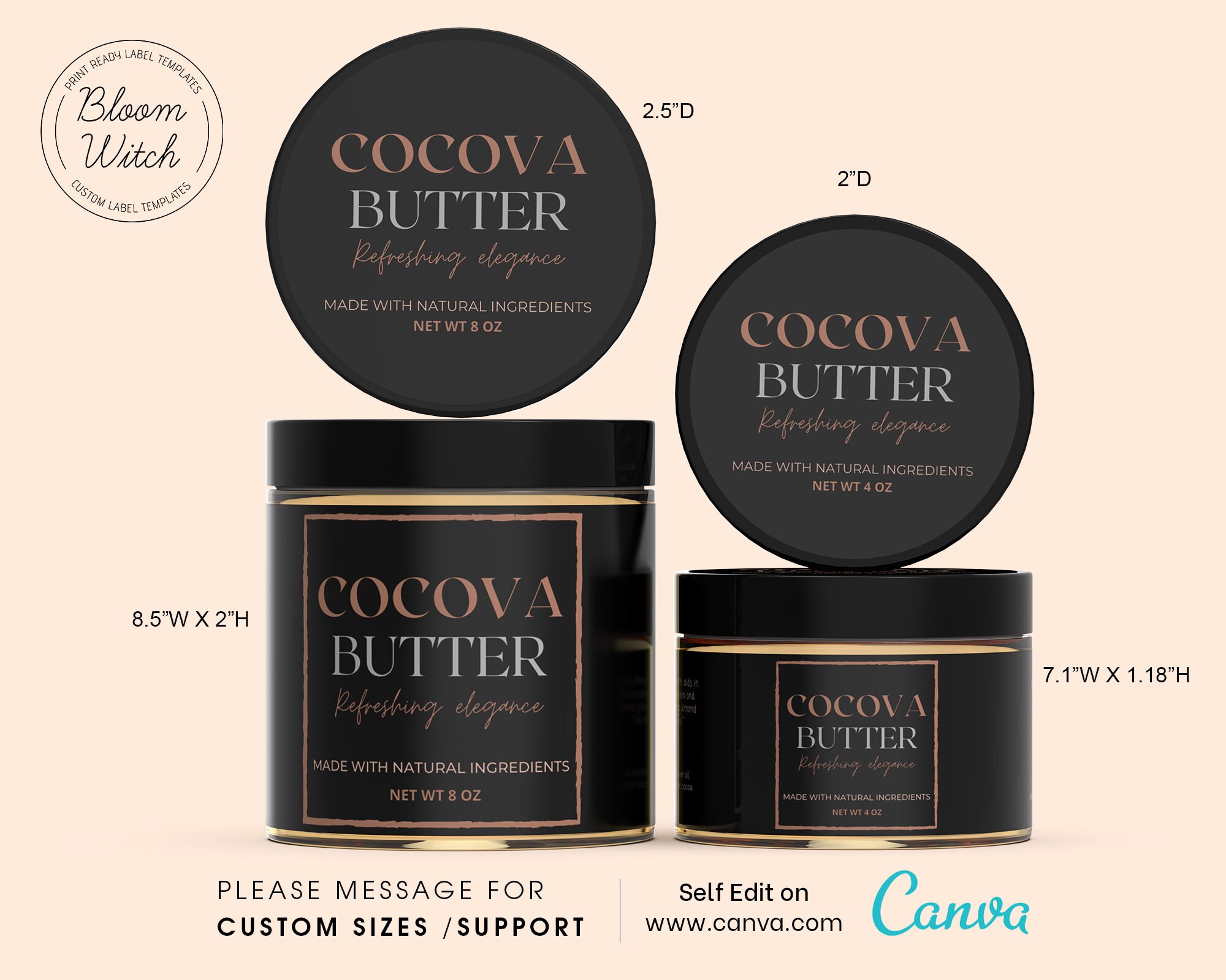 Coffee Chocolate Body Butter Label Template- Sugar Scrub Labels, Body ...