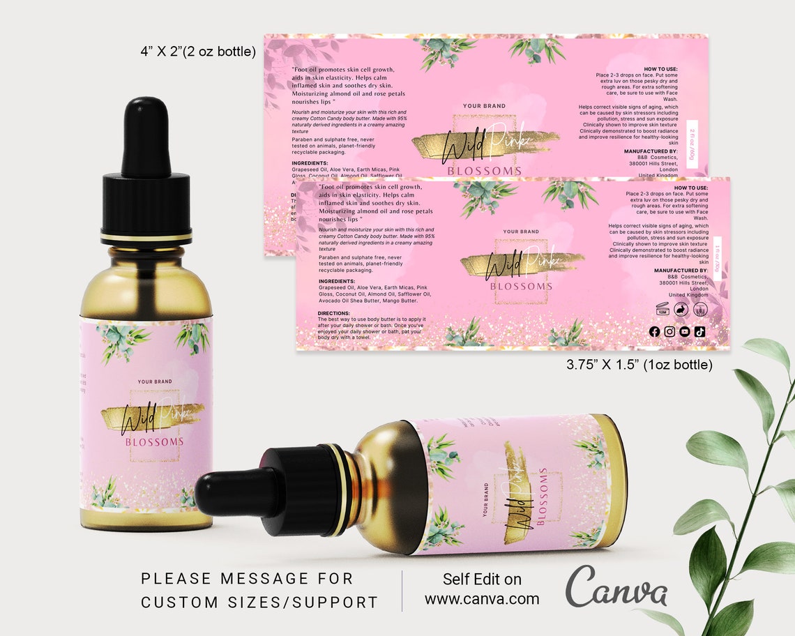 Shea Butter Labels- Canva Labels, Skincare, Cosmetic Labels, 16oz, Wrap ...