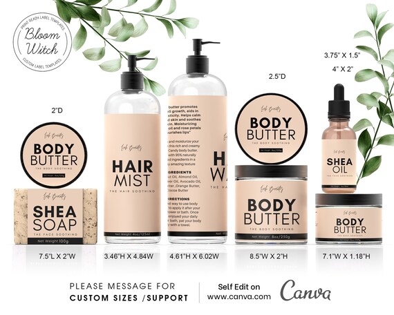 DIY Editable Peach Body Butter Labels Body Butter Label - Etsy