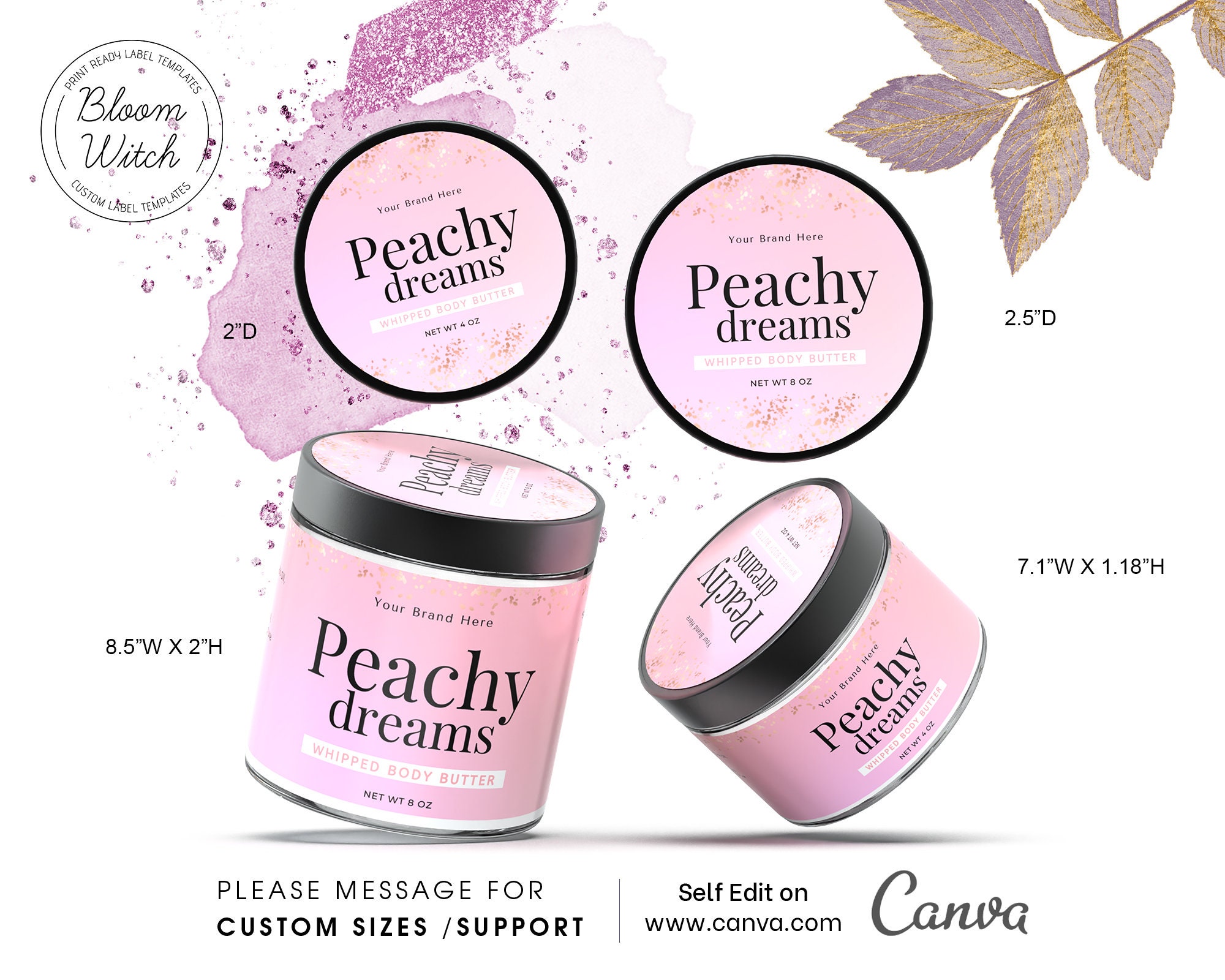 Editable Pink Shea Label Template Body Butter Labels,8oz,4oz,soap ...