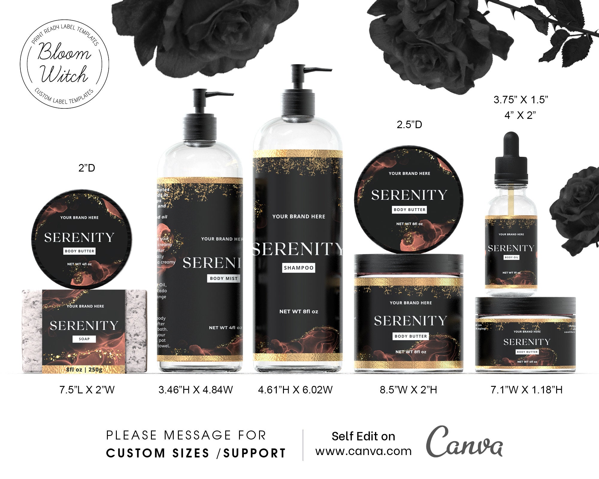 Editable Black Gold Body Butter Labels - Body Butter Label Templates ...