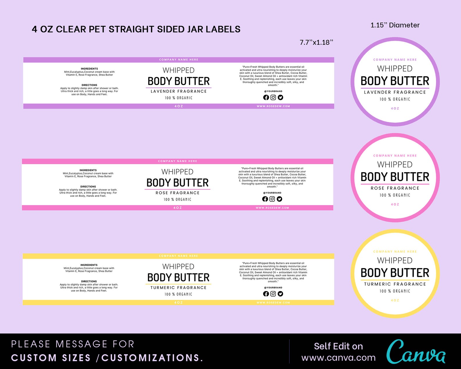 Body Butter DIY Label Template-editable Elegant Body - Etsy