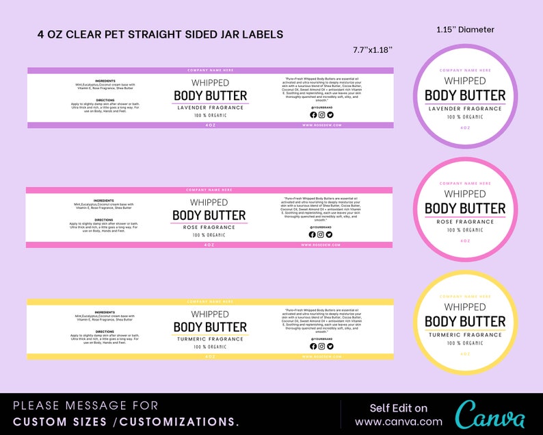 Body Butter DIY Label Template-editable Elegant Body - Etsy