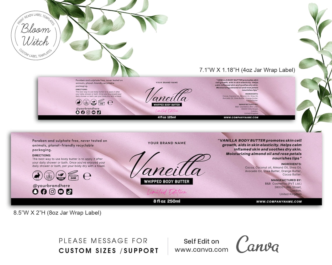 Editable Product Label Template DIY Branding Labels Pink - Etsy