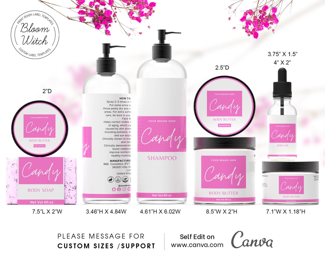 Editable White Pink Body Butter Labels - Label Designs, Body Butter ...