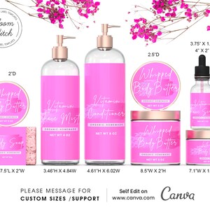 Editable Pink Cosmetic Label Template - Body Butter, Dropper Labels ...