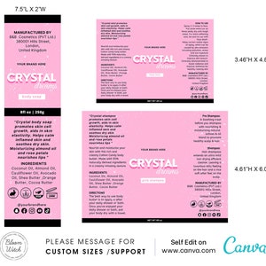 Editable Pink Label Template-body Butter Label, Sugar Scrub, Skincare ...