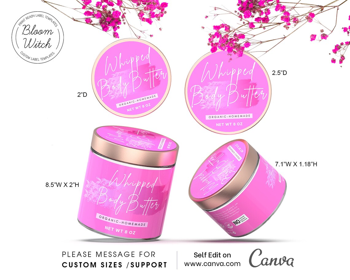 DIY Pink Cosmetic Label Template - Body Butter Labels,sugar Scrub,body ...