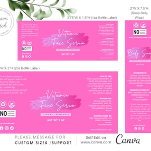 Editable Pink Cosmetic Label Template - Body Butter, Dropper Labels ...