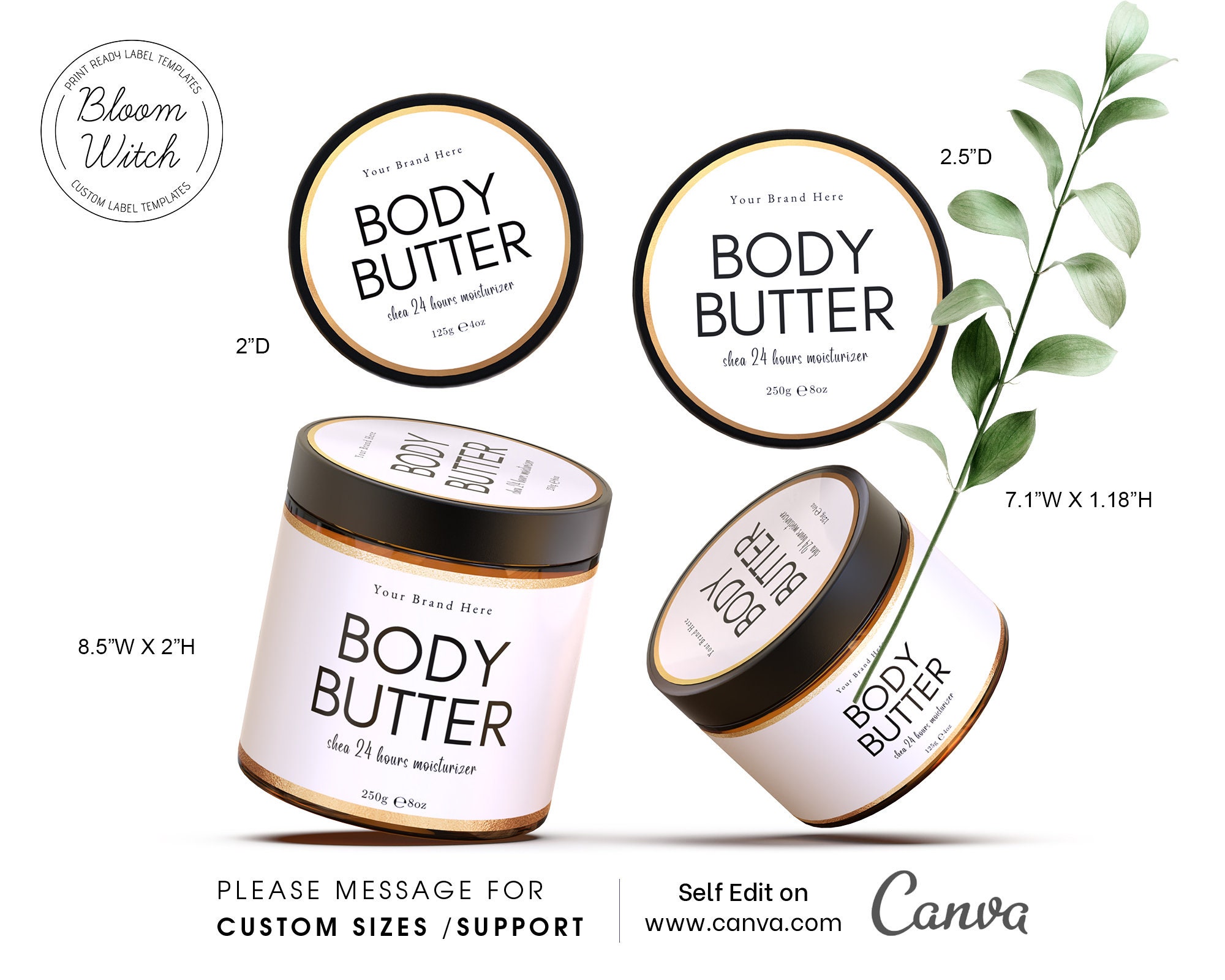 Editable White Labels Bottle and Jar Product Label Set for Canva, Label ...