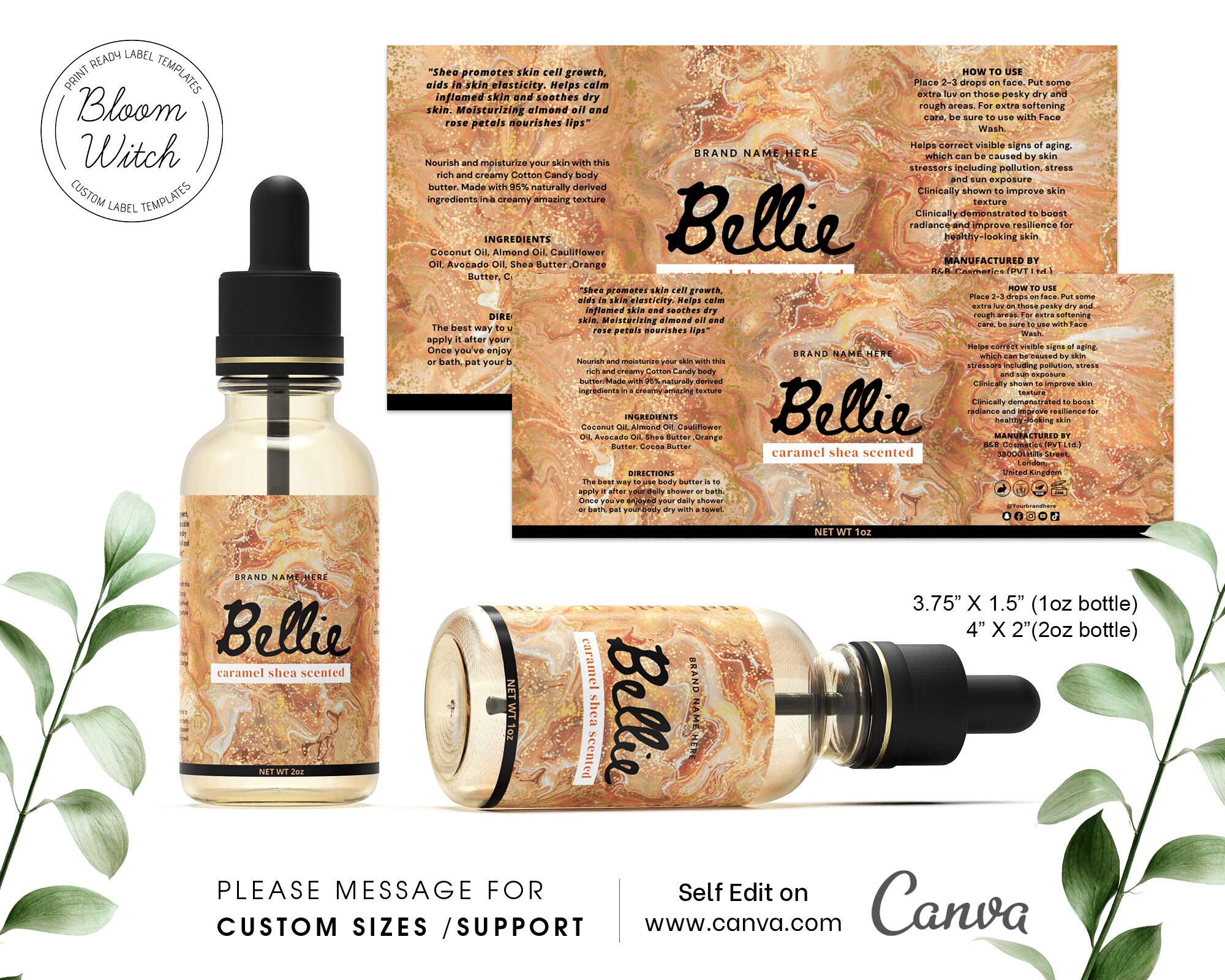 Editable Body Butter Label Templates Gold Product Labels - Etsy