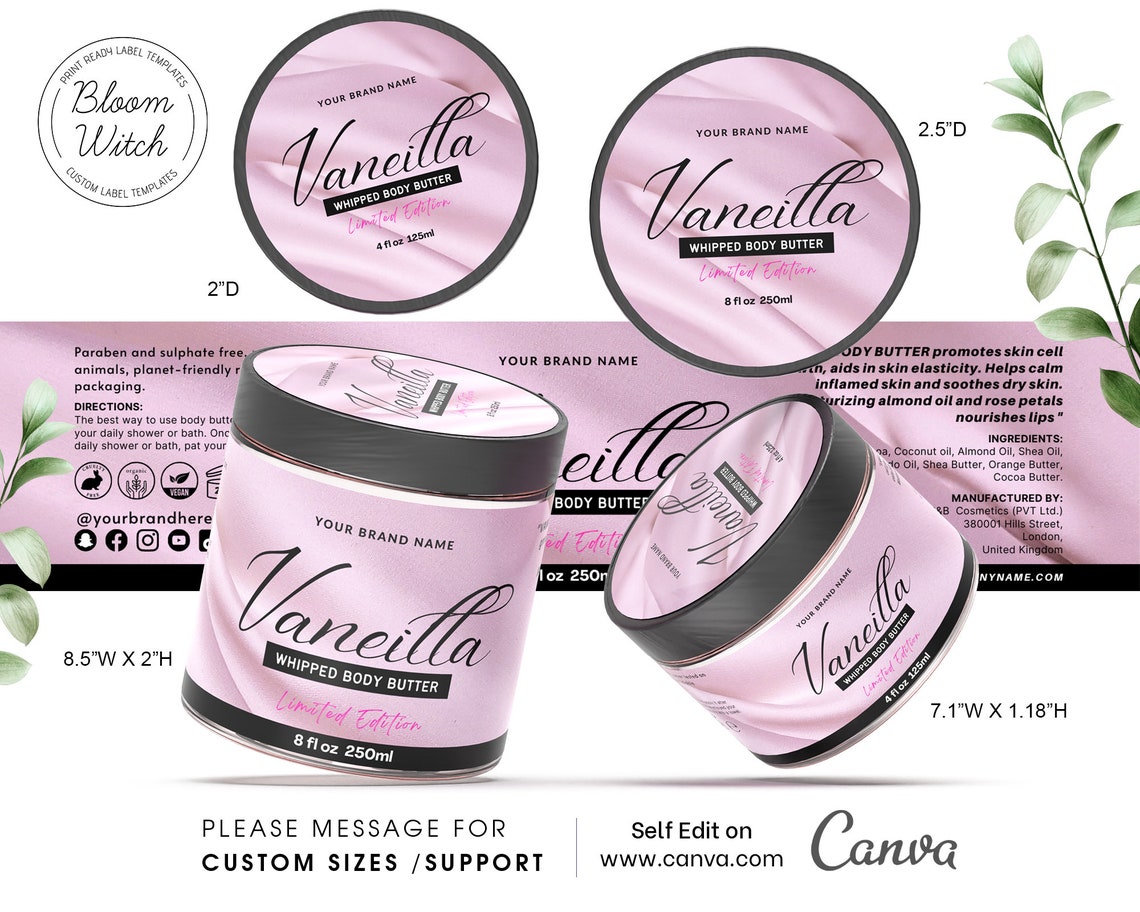 Editable Product Label Template DIY Branding Labels Pink - Etsy