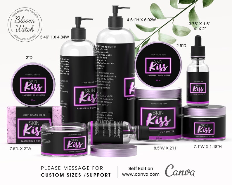 DIY Pink Black Body Butter Label Cosmetic, Skincare, Pink, Editable ...
