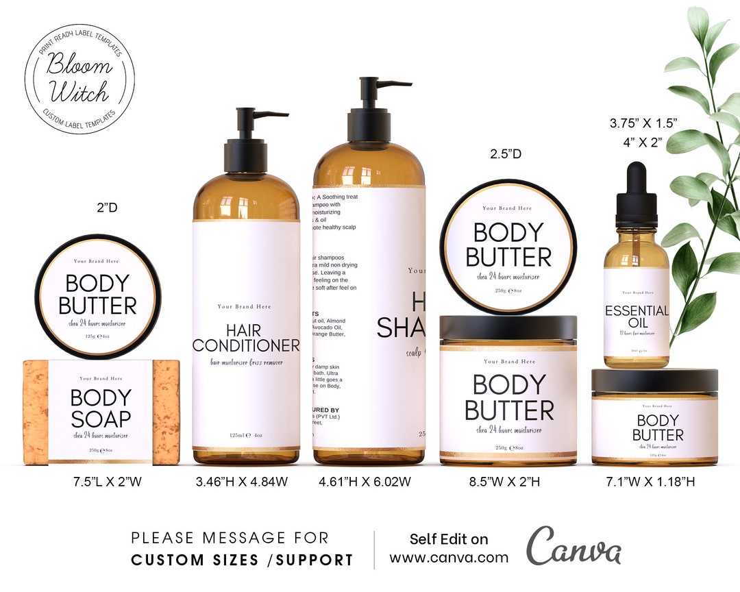 Editable White Labels- Bottle and Jar Product Label Set for Canva ...