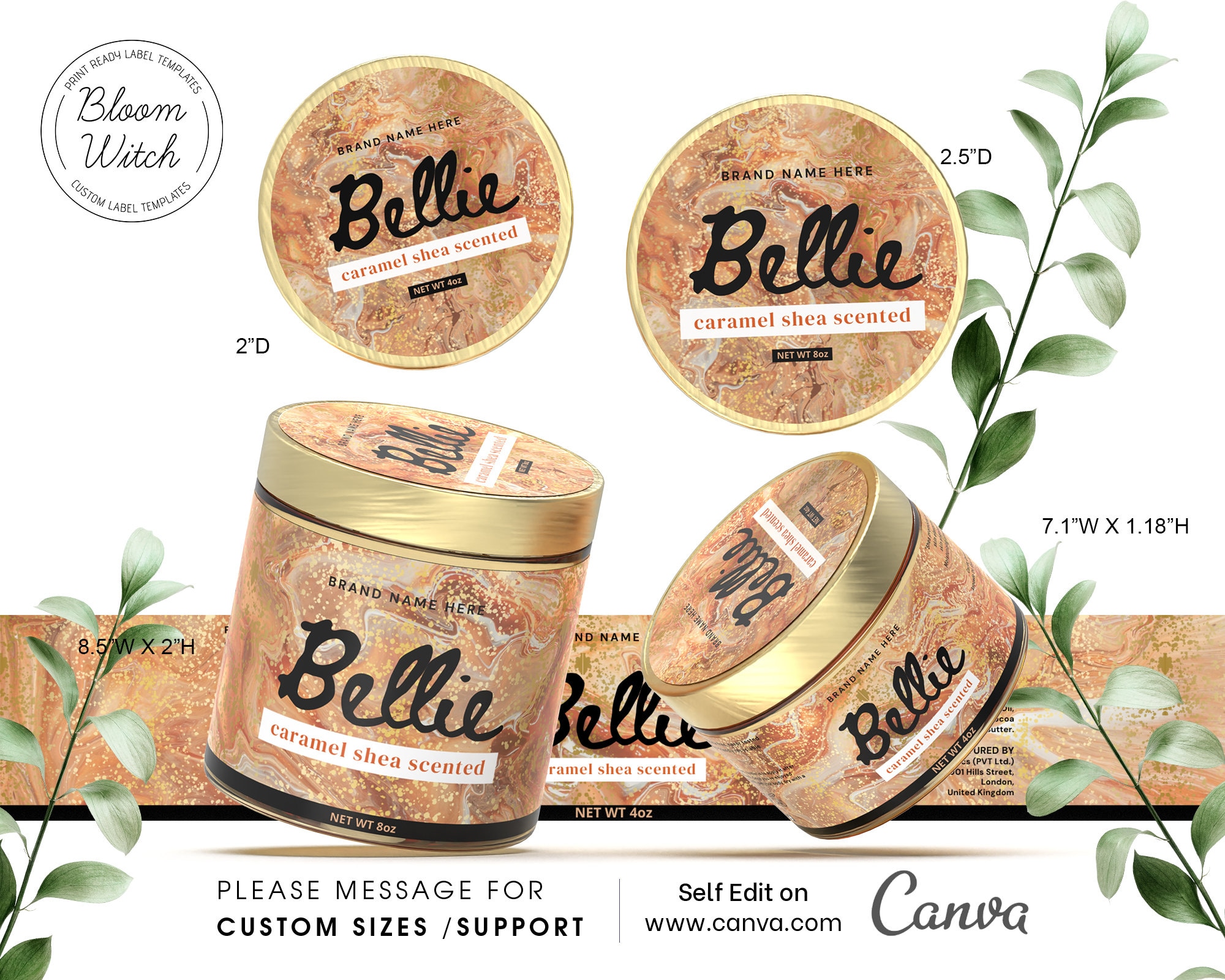 Editable Body Butter Label Templates Gold Product Labels - Etsy