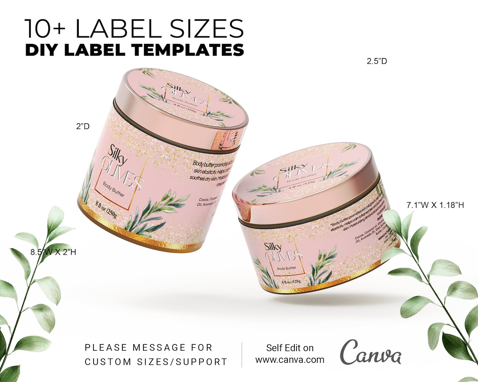 Editable Shea Butter Label Templates- Whipped Shea Butter Labels,4oz ...