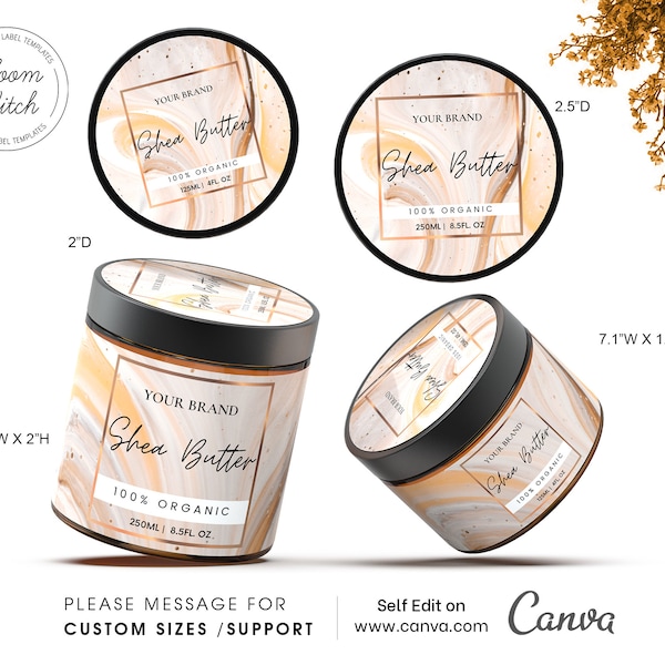Editable Shea Butter Label Templates Whipped Shea Butter Labels,4oz Jar ...