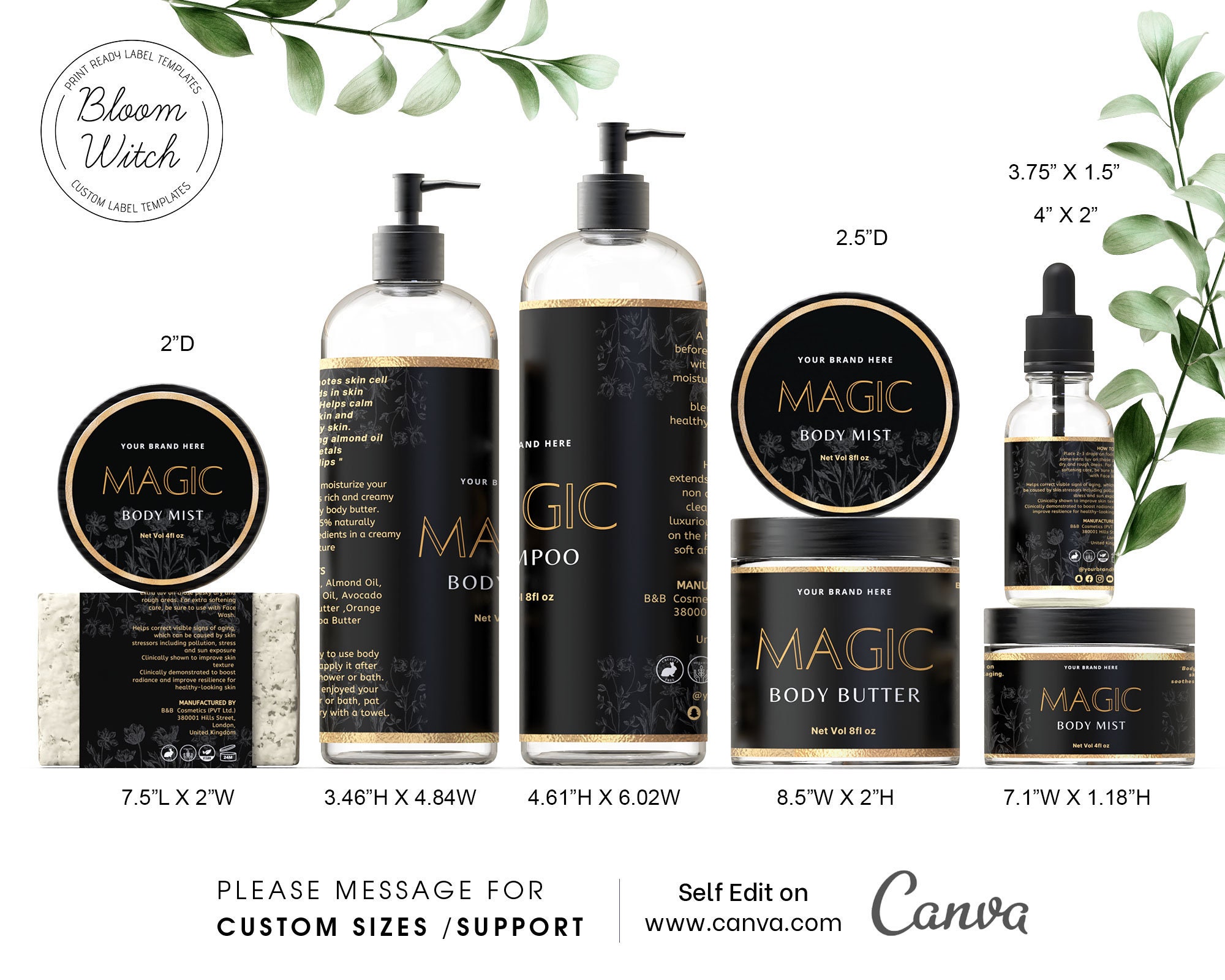 Black Gold Cosmetic Label Template Premium, Body Butter, Lotion ...