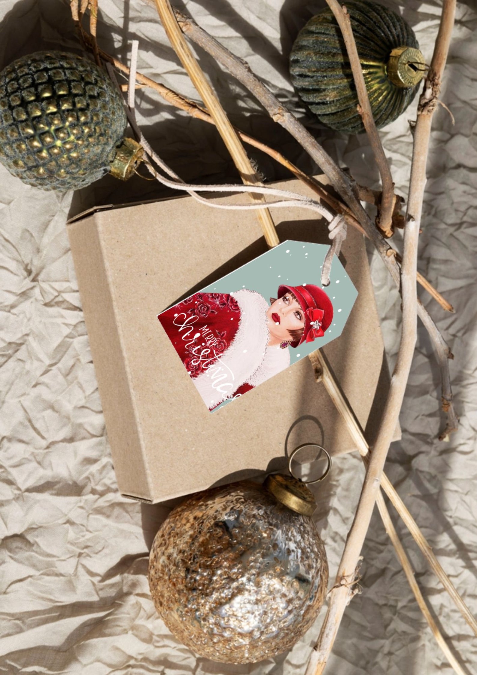 Mid-century Christmas Tags, 9 Printable Gift Tags, Vintage Hang Tags ...