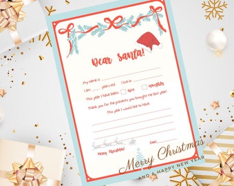 Secret Santa Questionnaire Official Letter to Santa Kids Christmas Wish ...