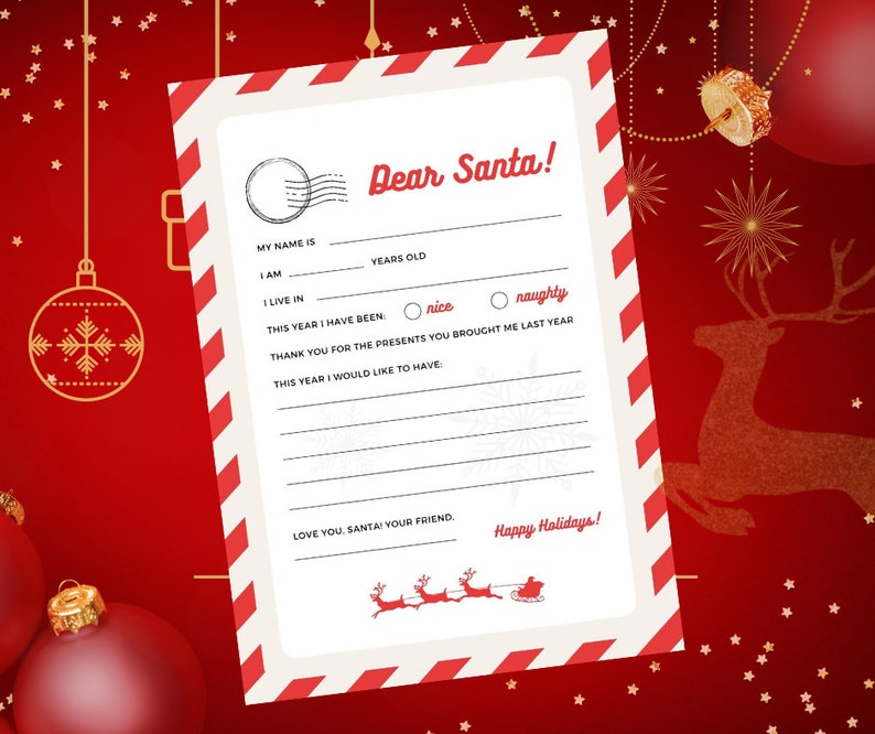 Official Letter to Santa | Kids Christmas Wish List | Dear Santa Wish ...