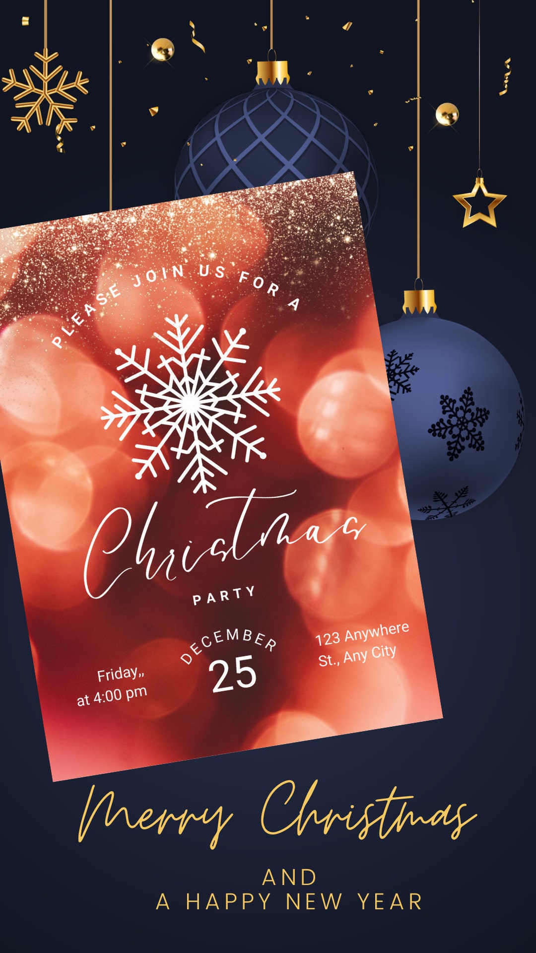 Digital Christmas Party Invitation, Christmas Announcement, Editable ...